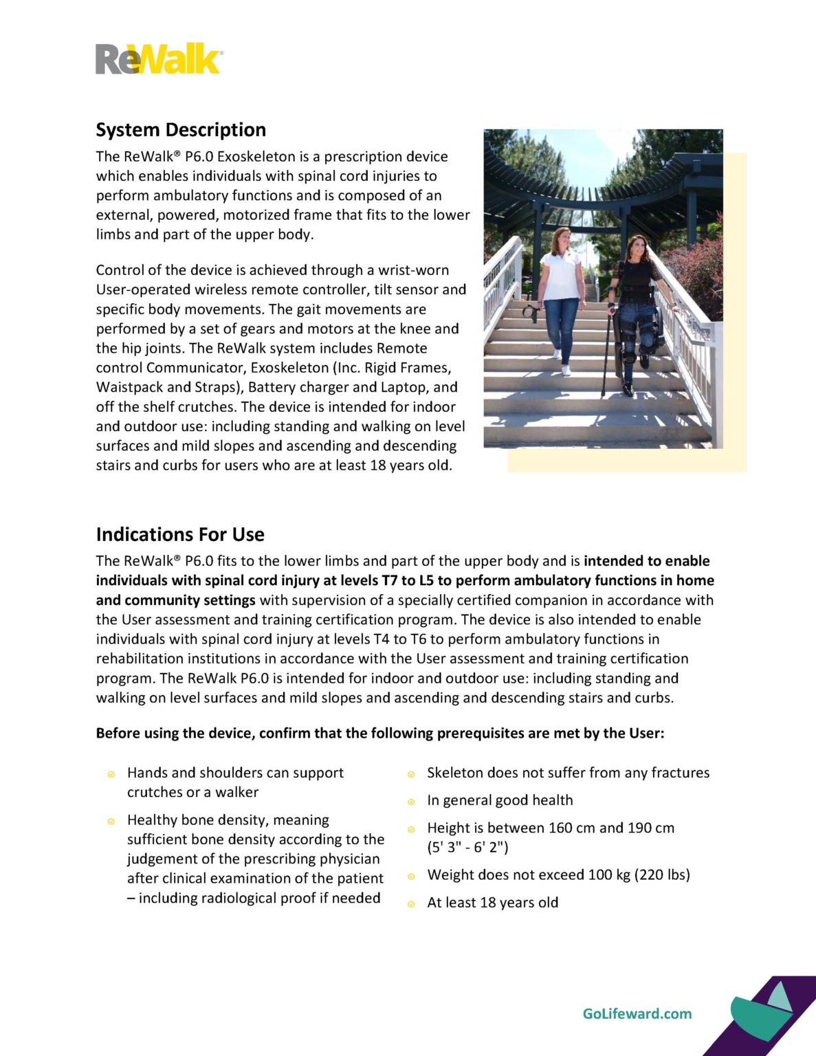 Lifeward Personal 6.0 Exoskeleton For Spinal Cord Injury